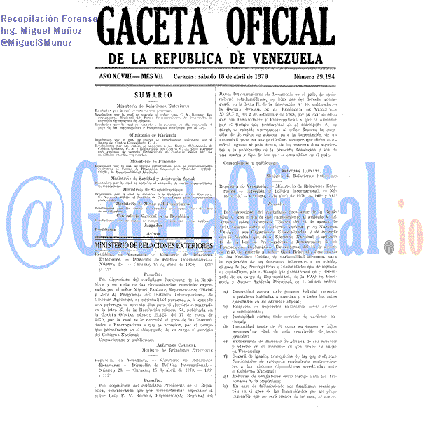 Gaceta Oficial 29194 1970-04-18