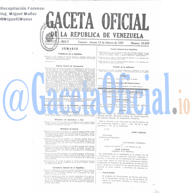 Gaceta Oficial 33659 1987-02-13