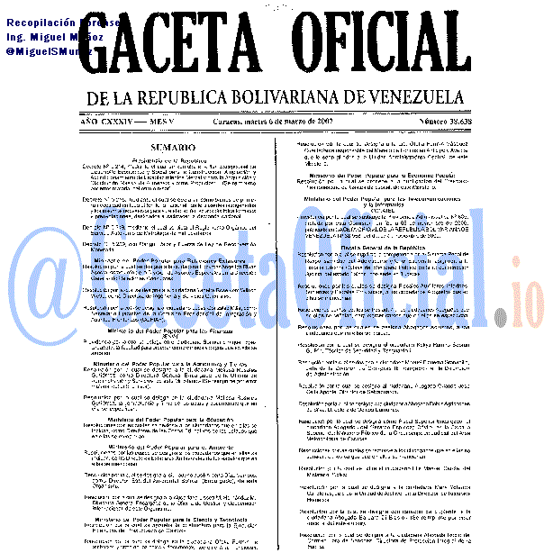Gaceta Oficial 38638 2007-03-06