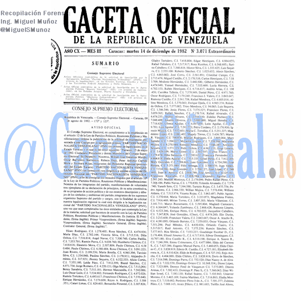 1982-12-14 Gaceta Oficial 3071
